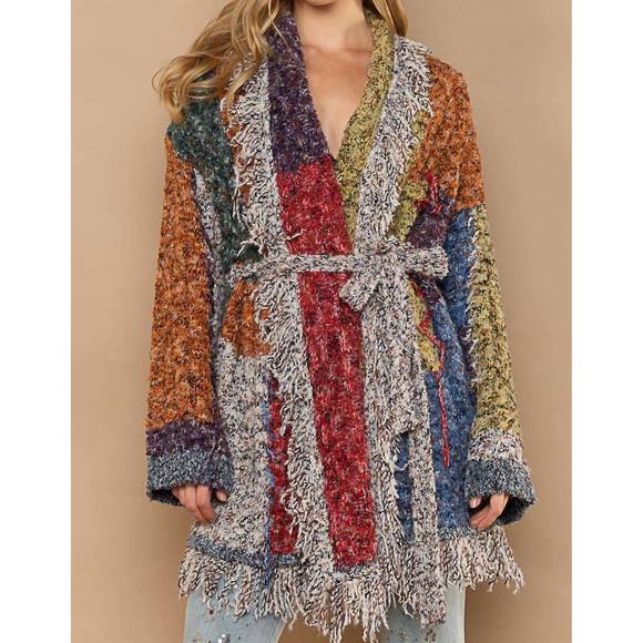 POL | Sweaters | New Pol Pol Shaggy Color Block Open Front Fringe ...